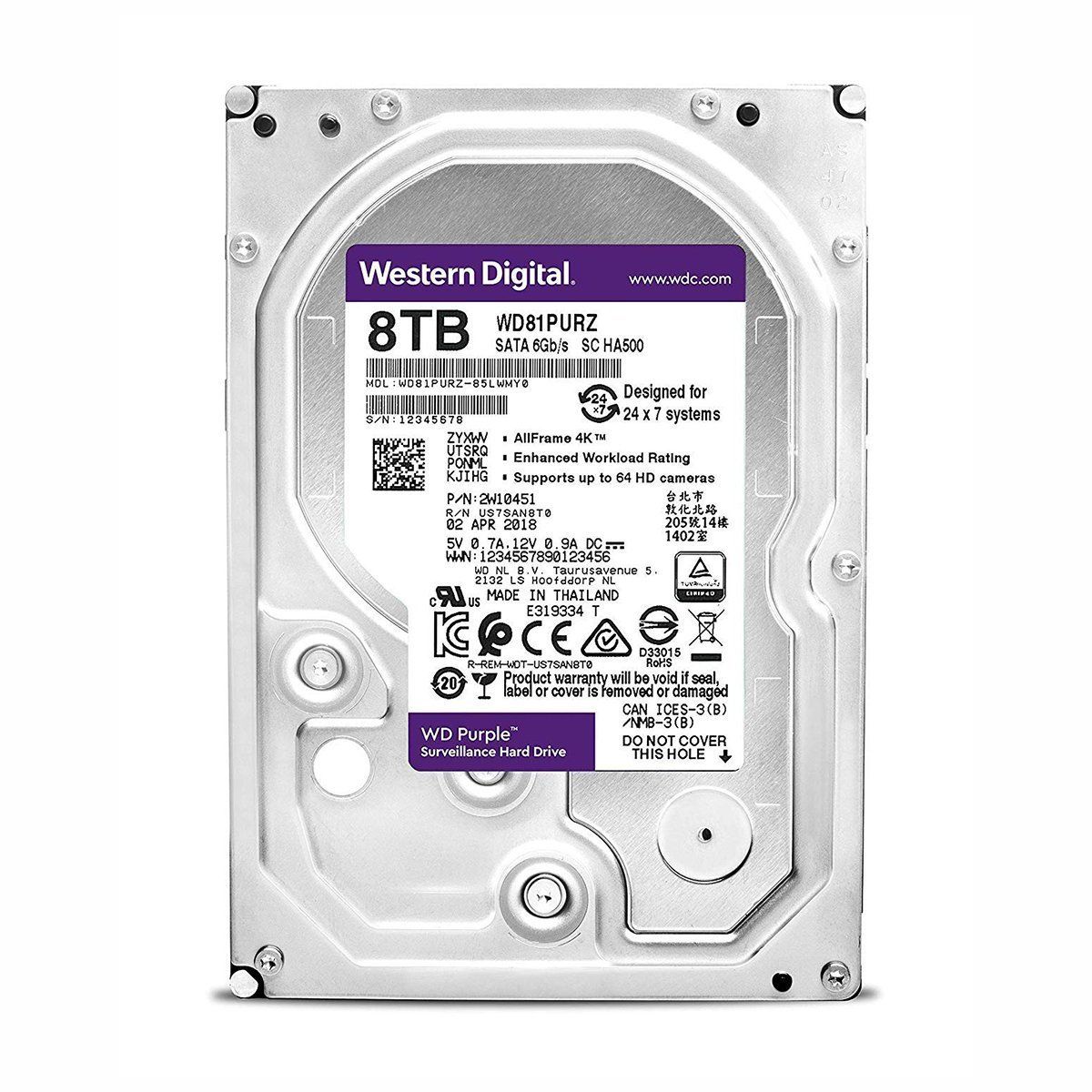 Disco Duro Western Digital Purple Morado 8TB PC DVR WD80PURZ ...
