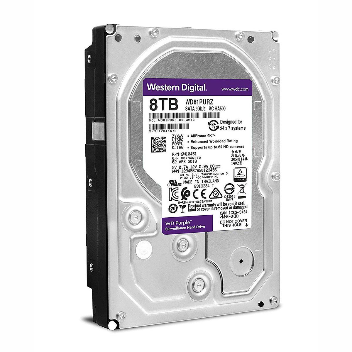 Disco Duro Western Digital Purple Morado 8TB PC DVR WD80PURZ ...